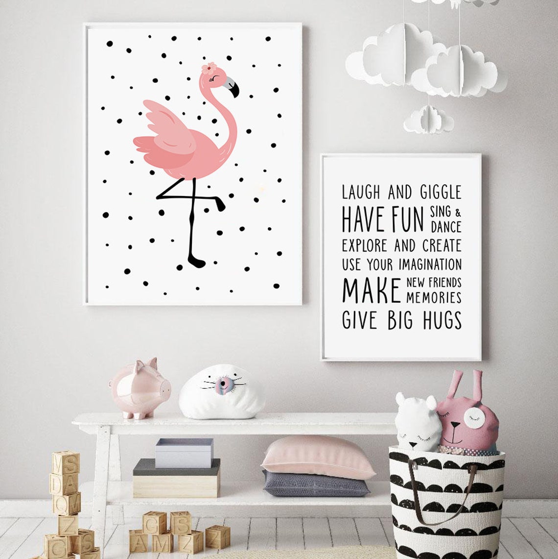 Flamingo Printable Poster Flamingo Wall Art Tropical Wall - Etsy