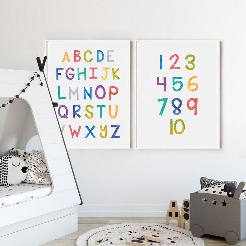 Watercolor Numbers Printable Poster Numbers Nursery Decor - Etsy