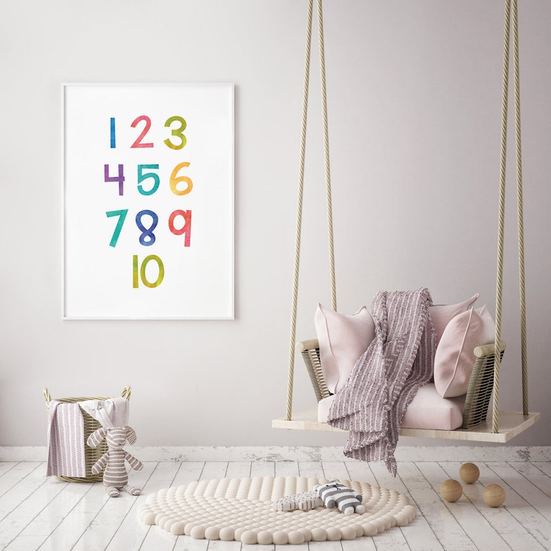 Watercolor Numbers Printable Poster Numbers Nursery Decor - Etsy