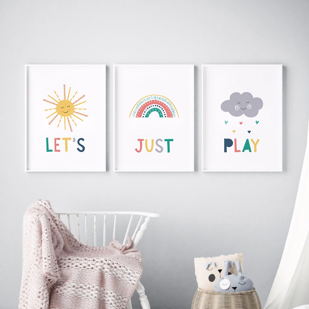 Let's Just Play Playroom Decor Set of 3 Printable - Etsy