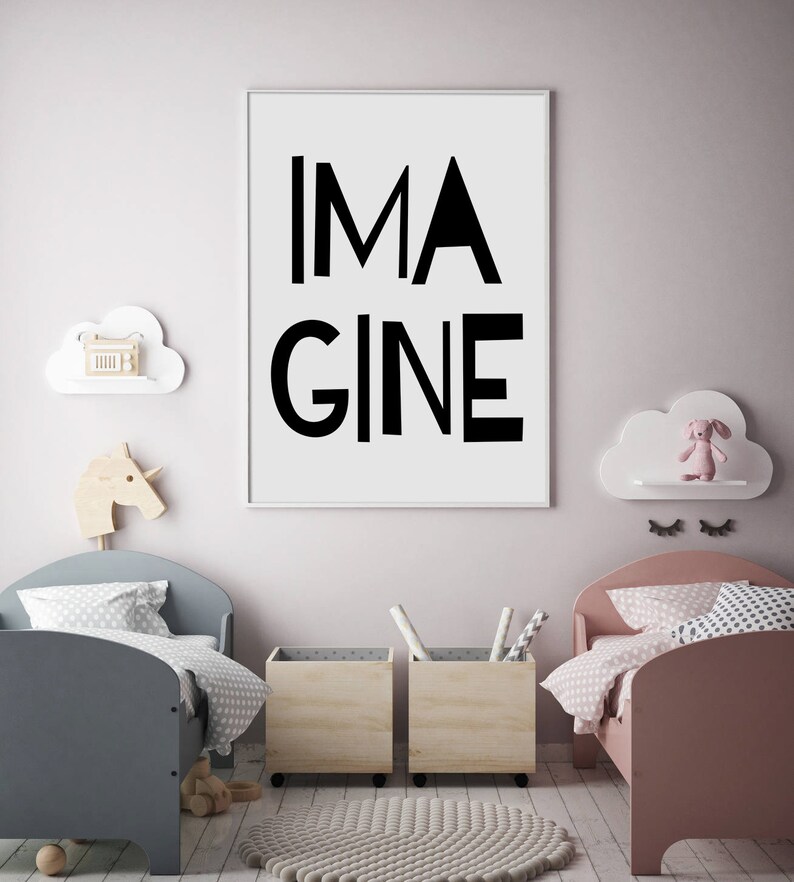 Imagine Poster Imagine Sign Playroom Printable Playroom | Etsy