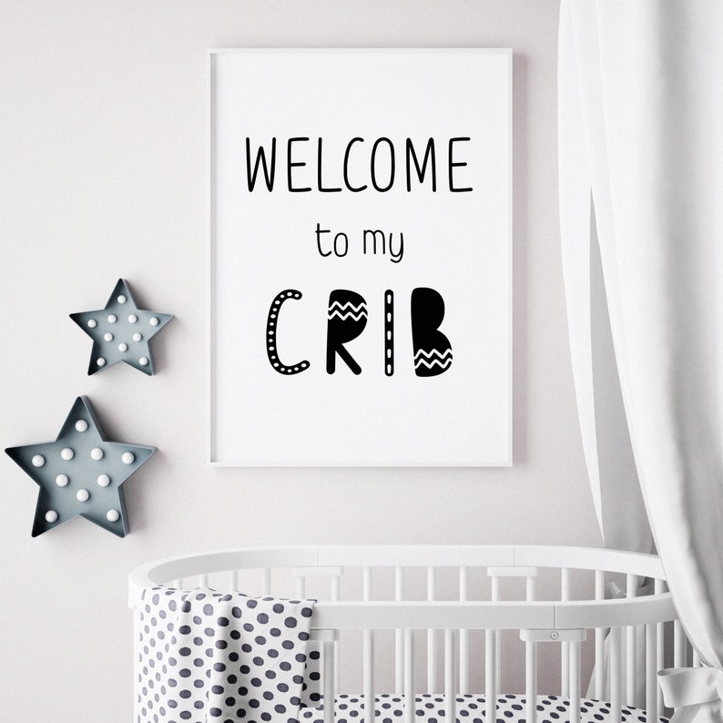 Welcome to My Crib Printable Art Monochrome Nursery Decor | Etsy