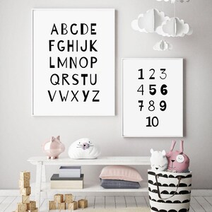 Numbers Printable Wall Art , Black and White Numbers, Kids Room Decor ...
