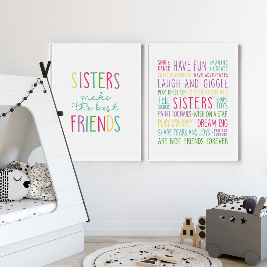 Sisters Room Wall Art-set of Two Printable Posterssisters | Etsy