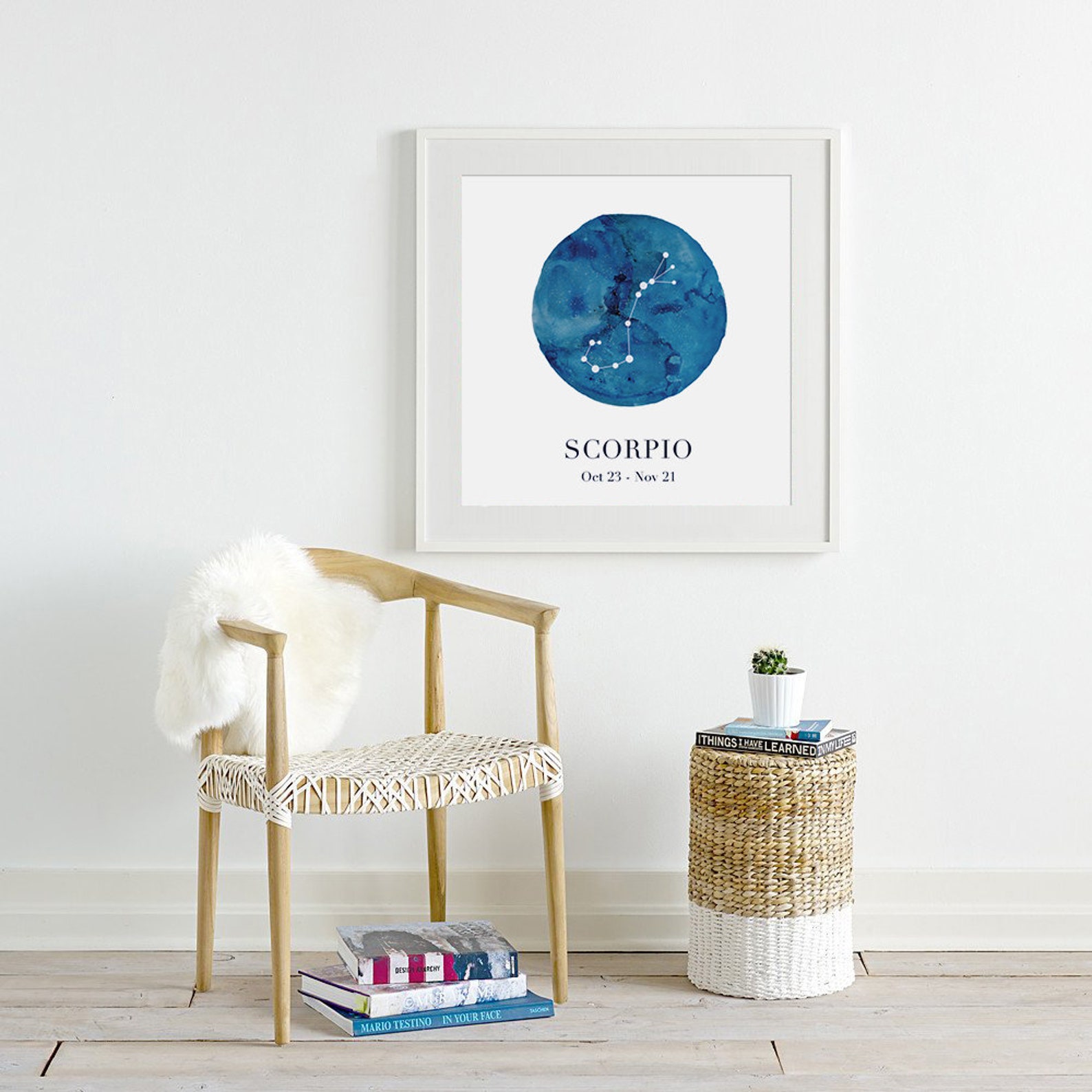 Scorpio Sign Printable Zodiac Poster Watercolor Navy Blue - Etsy