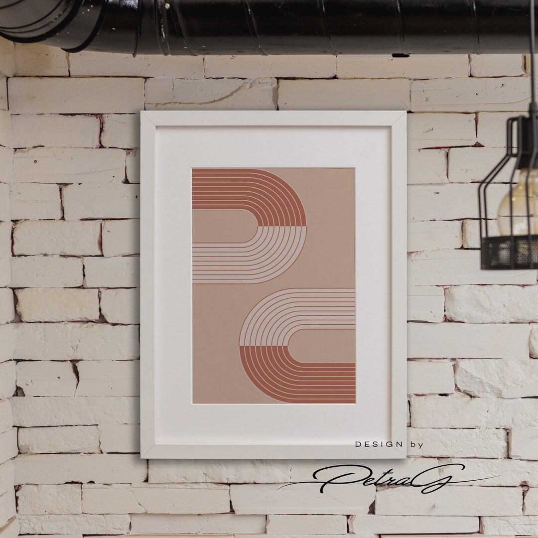 Mid Century Modern Rainbow Printable Wall Art Digital Print, Neutral ...