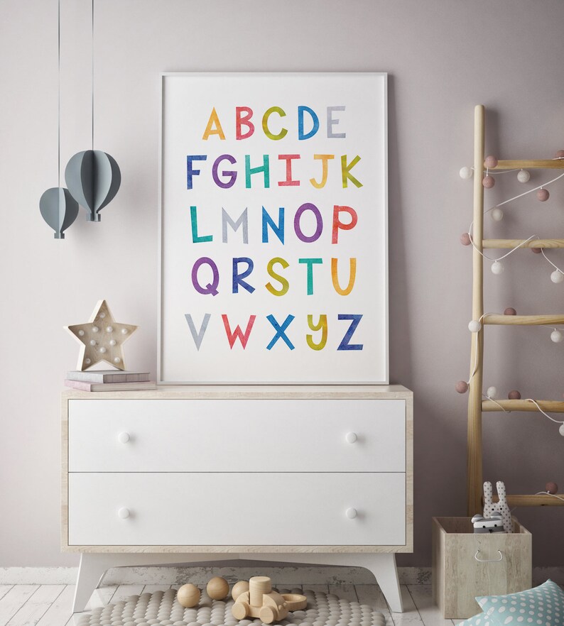 Watercolor Alphabet Printable Poster ABC Nursery Decor - Etsy