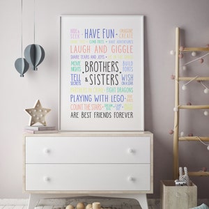 Set of 4 Printable Posters, Personalized Posters, Rainbow Decor, Shared ...