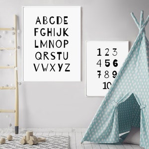 Numbers Printable Wall Art , Black and White Numbers, Kids Room Decor ...