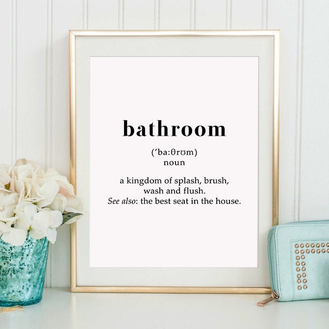 Bathroom Signs Bathroom Wall Art Definition Wall Decor | Etsy