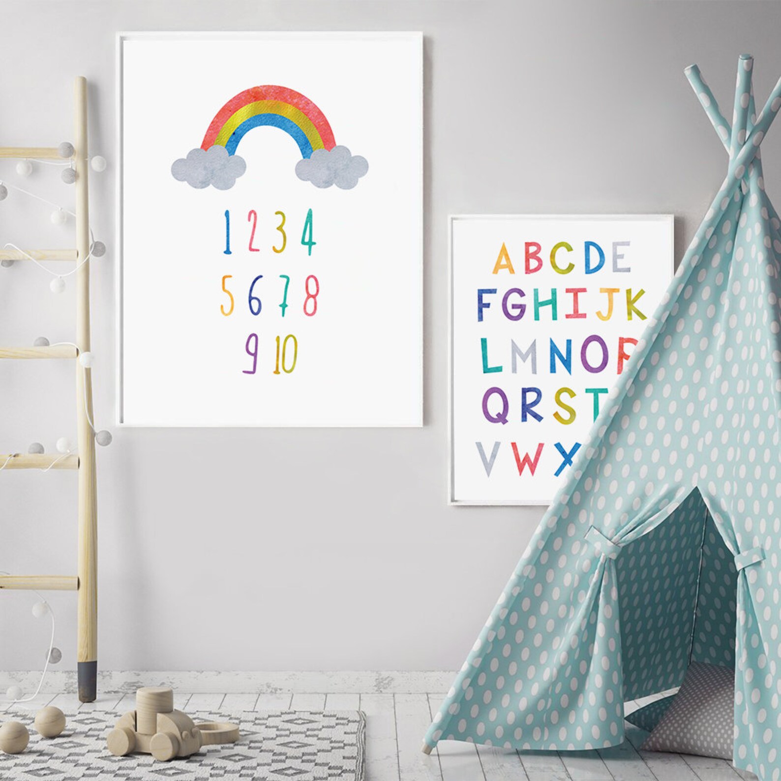 Rainbow Printable Poster Kids Bedroom Decor Watercolor - Etsy