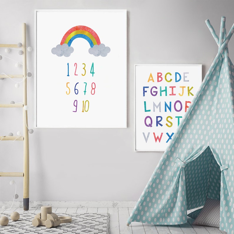 Rainbow Printable Poster Kids Bedroom Decor Watercolor - Etsy