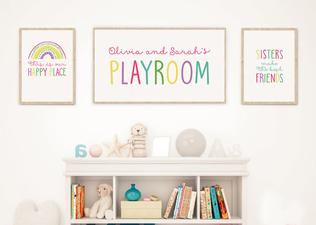 Set of 3 Playroom Printables, Girls Room Decor, Sisters Wall Art ...
