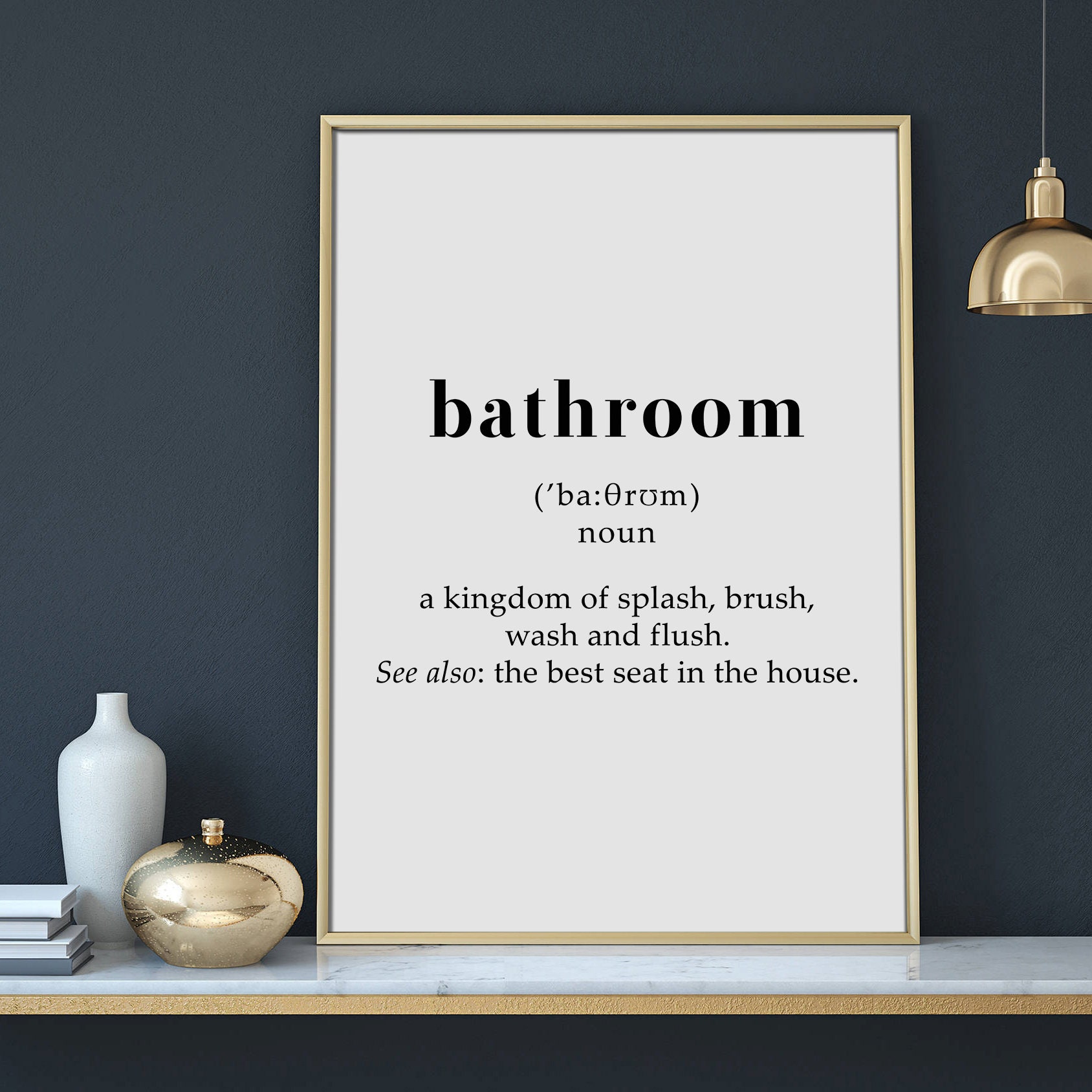 Bathroom Signs Bathroom Wall Art Definition Wall Decor | Etsy