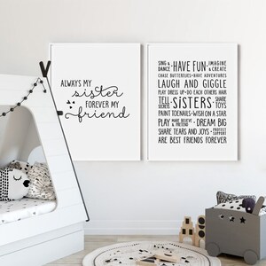 Sisters Wall Art, Sister Quote Decor, Girls Bedroom Decor,sister Rules ...