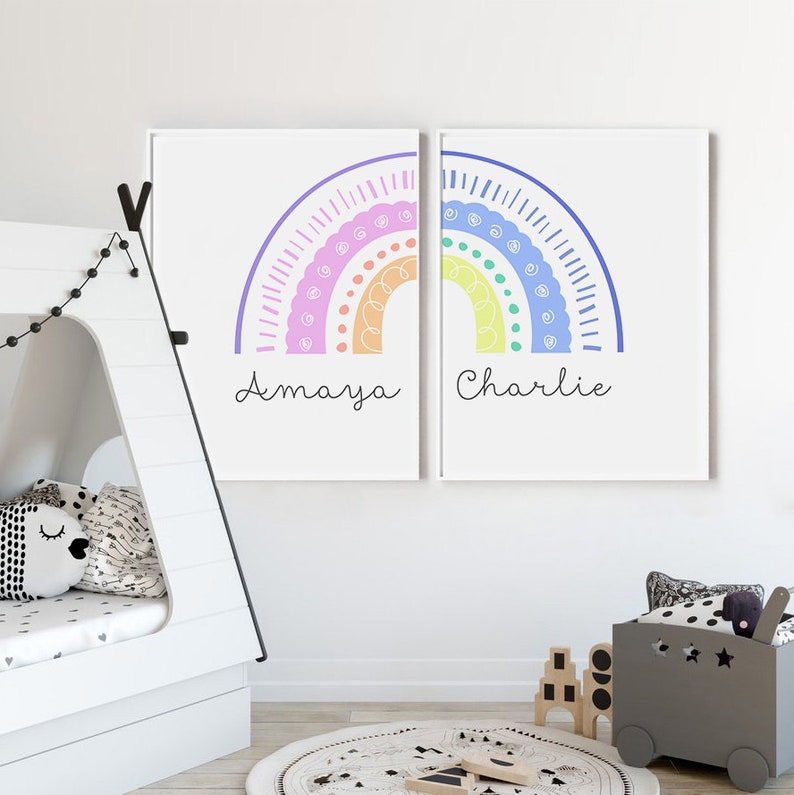 Set of 4 Printable Posters Personalized Posters Rainbow | Etsy