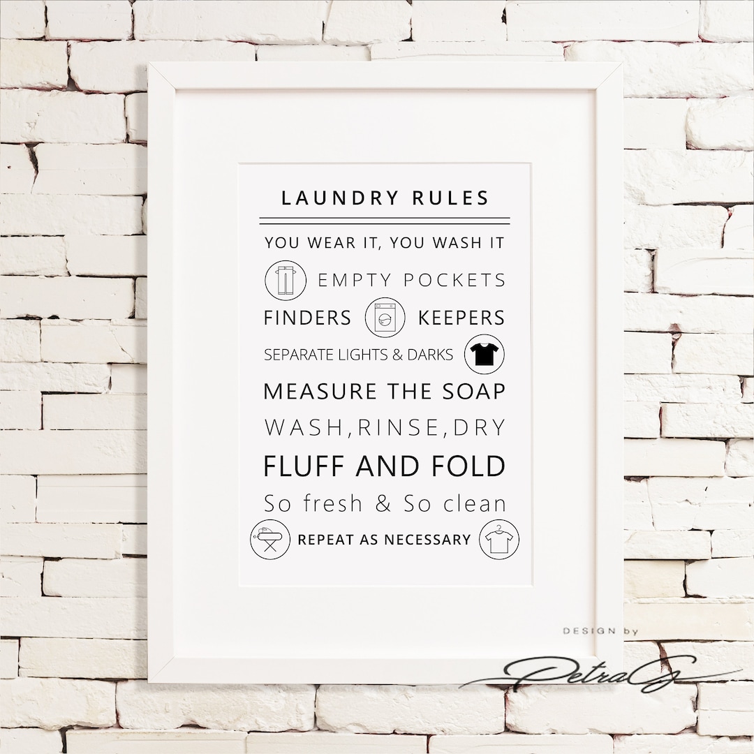 Laundry Rules Printable Art Digital Download Laundry Wall - Etsy