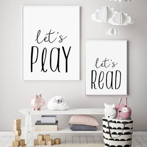 Set of 3 Playroom Printables, Let's Play Printable, Let's Read ...