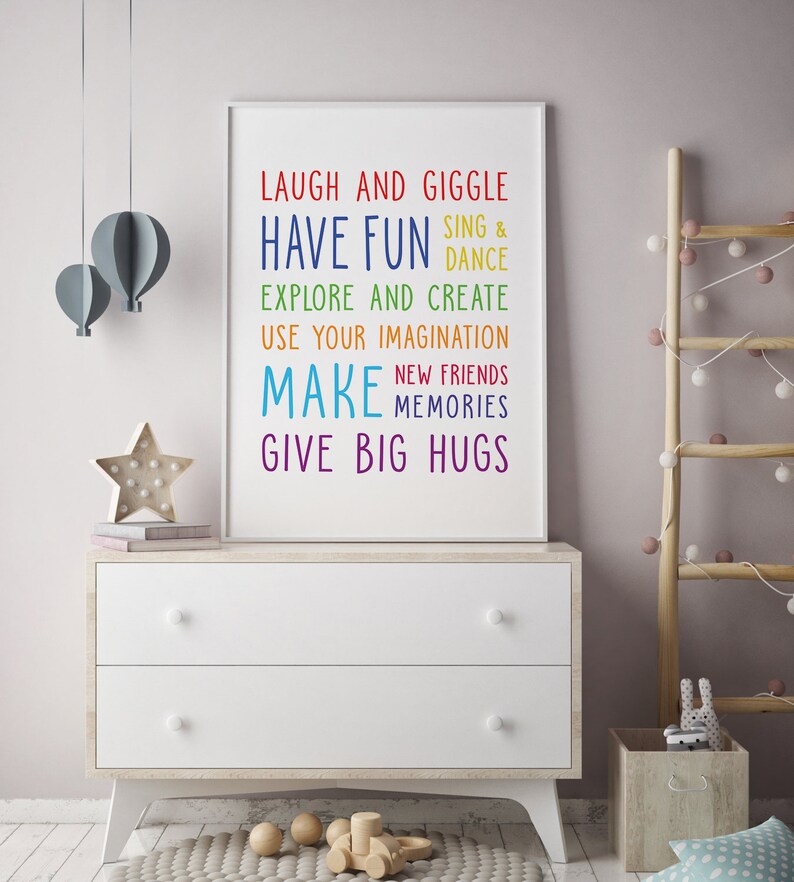 Kids Playroom Printable Art Playroom Rules Toy Room Art | Etsy
