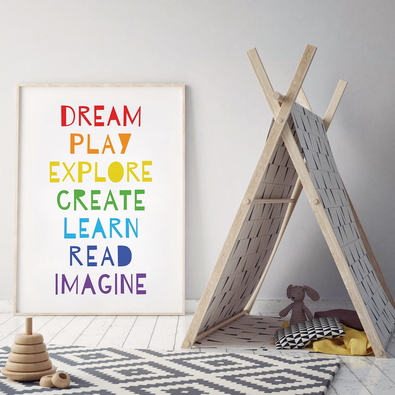 Dream Play Explore Create Learn Read Imagine-Kids Printable | Etsy