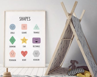 Homeschool Geometric Shapes Chart Poster Rainbow Classroom - Etsy Canada