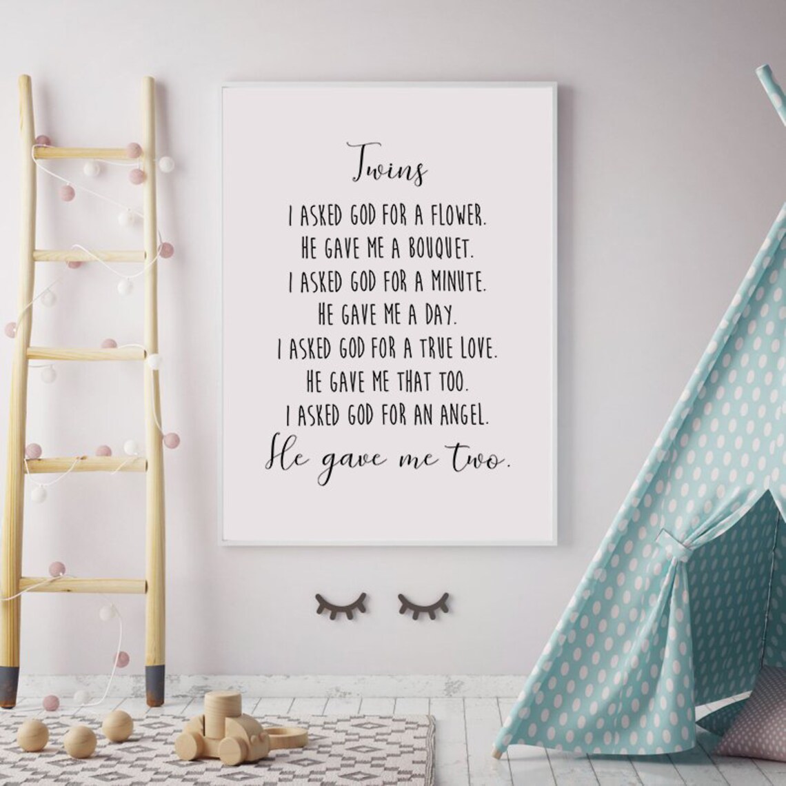 Twins Printable Posters Twins Nursery Poster Shared Room | Etsy
