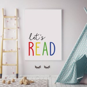 Set of 3 Posters, Rainbow Colors,let's Play,let's Read,playroom Rules ...