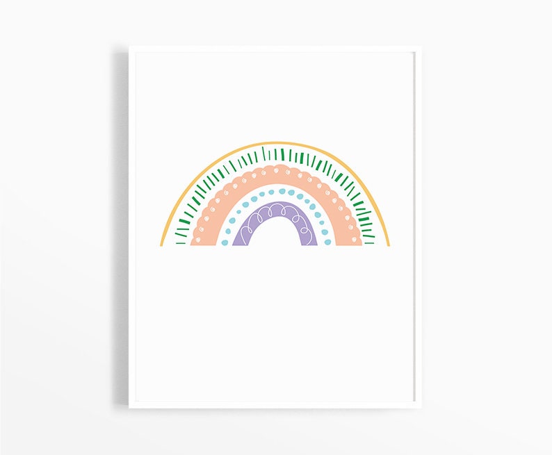 Sun Rainbow Cloud Prints Set of 3 Digital Wall Art Weather | Etsy