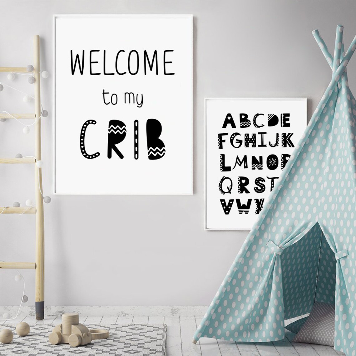 Welcome to My Crib Printable Art Monochrome Nursery Decor - Etsy