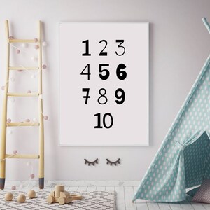 Numbers Printable Wall Art , Black and White Numbers, Kids Room Decor ...