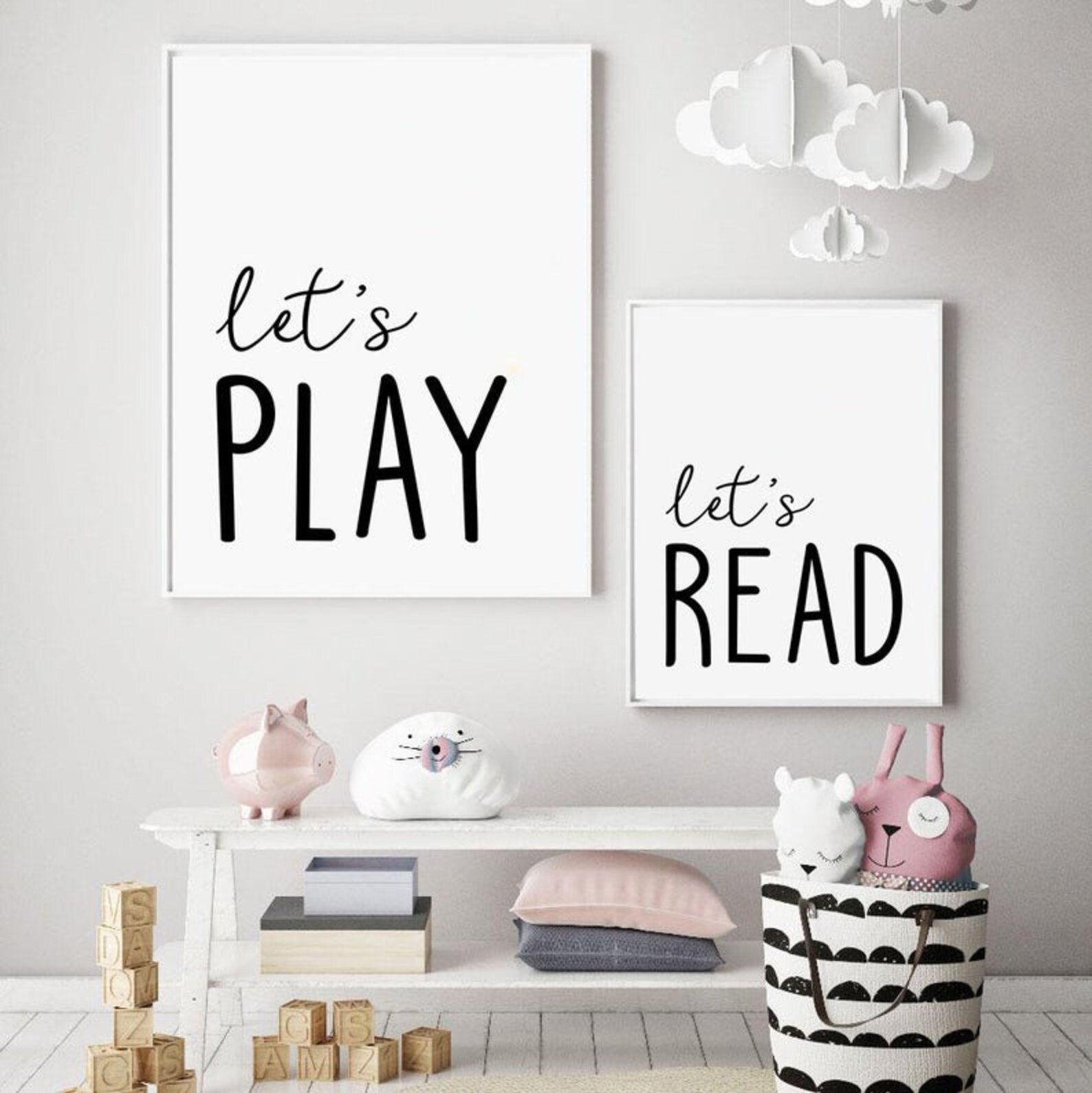 Set of 4 Printable Posters Let's Play Let's Read - Etsy