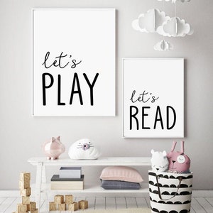 Set of 4 Printable Posters, Let's Play, Let's Read, Let's Create, Let's ...