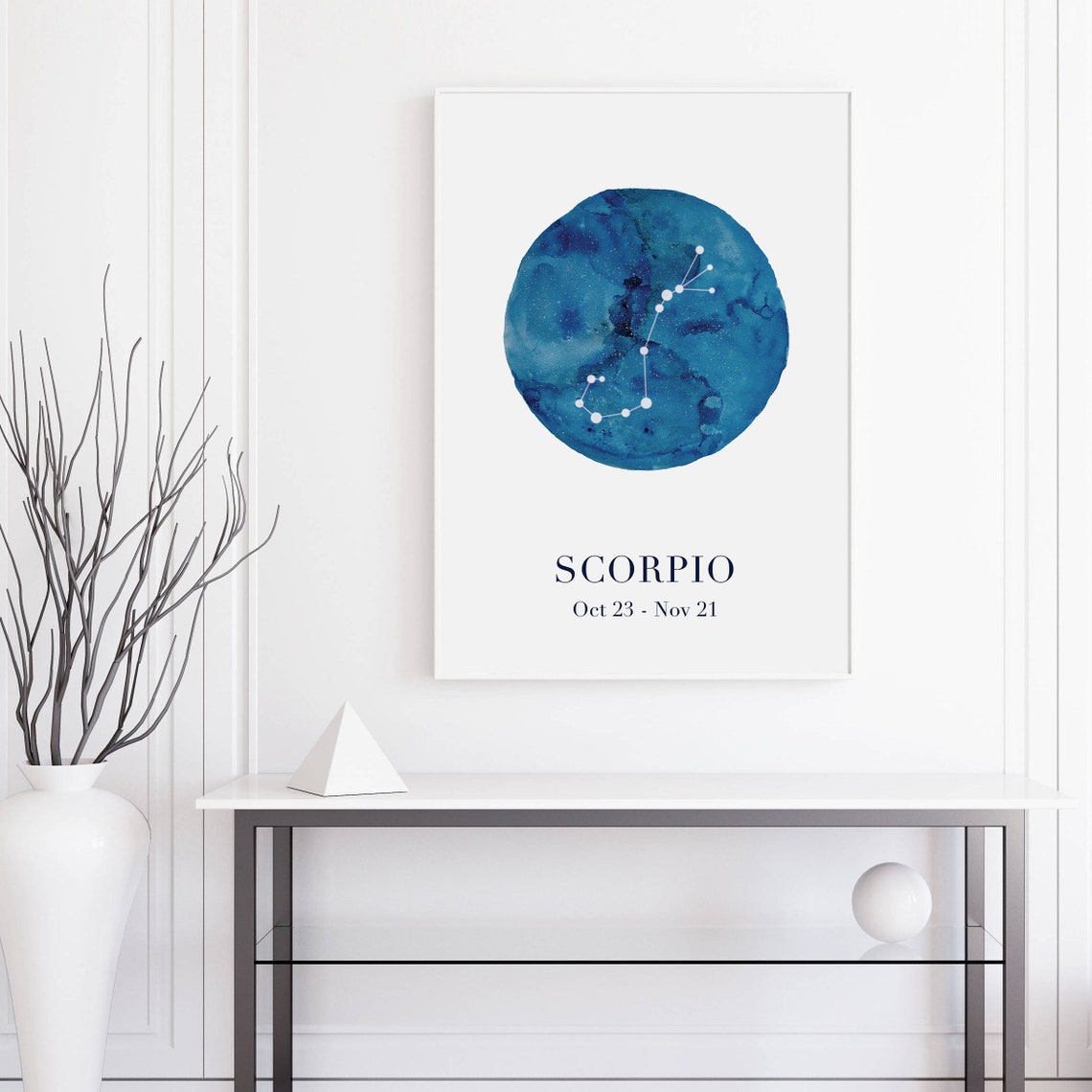 Scorpio Sign Printable Zodiac Poster Watercolor Navy Blue - Etsy