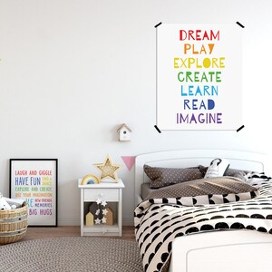 Dream Play Explore Create Learn Read Imagine-kids Printable Art, Kids ...