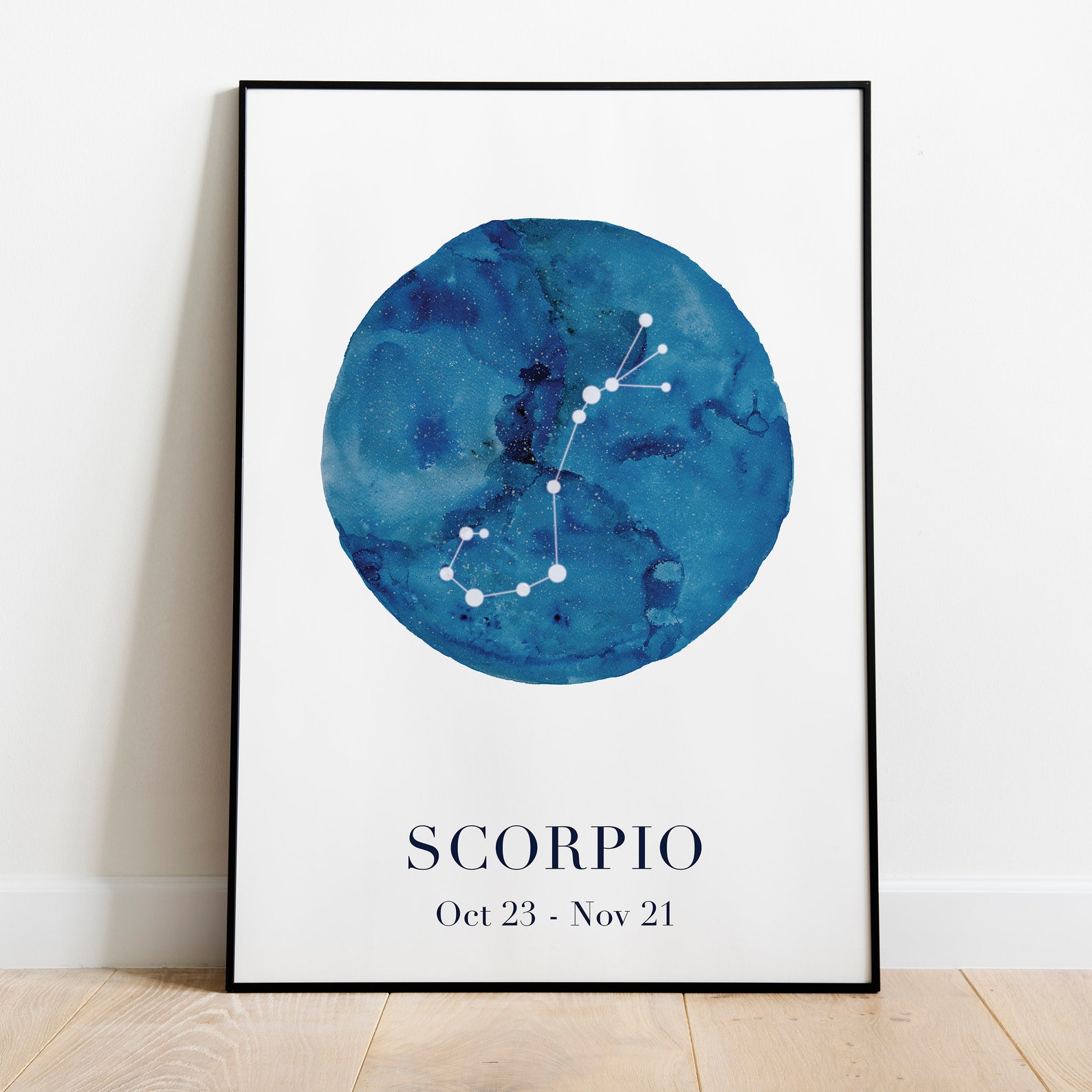 Scorpio Sign Printable Zodiac Poster Watercolor Navy Blue | Etsy