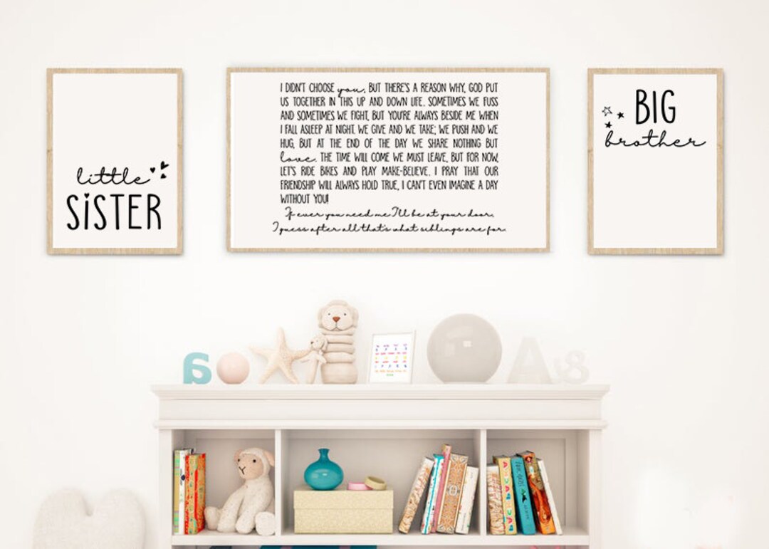 Siblings Poster,little Sister, Big Brother,set of 3 Printable Posters ...