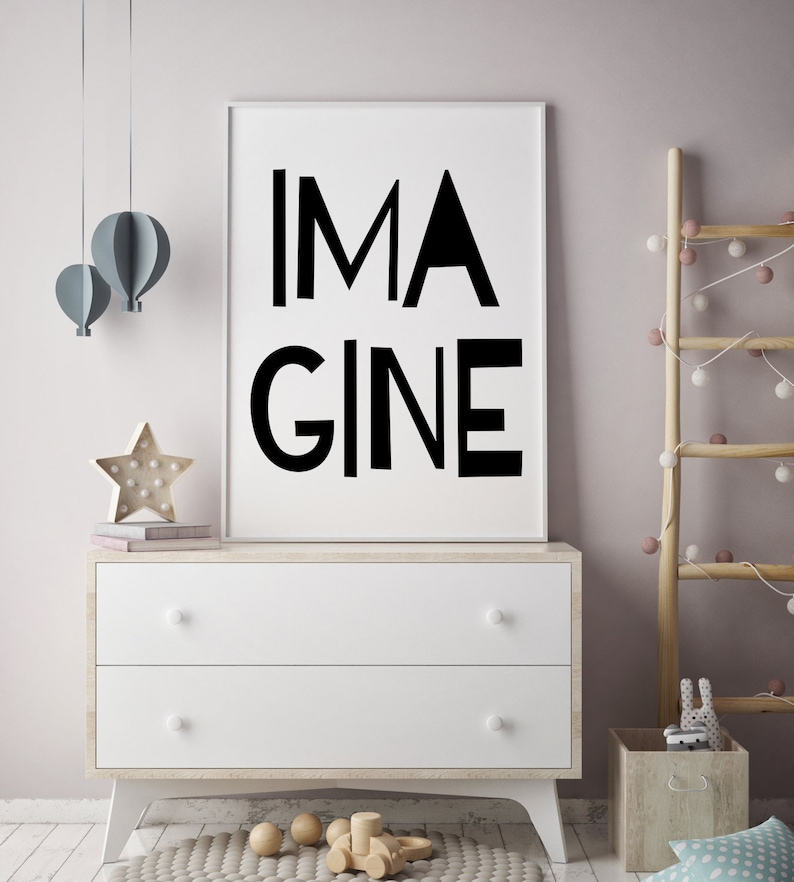 Imagine Poster Imagine Sign Playroom Printable Playroom | Etsy