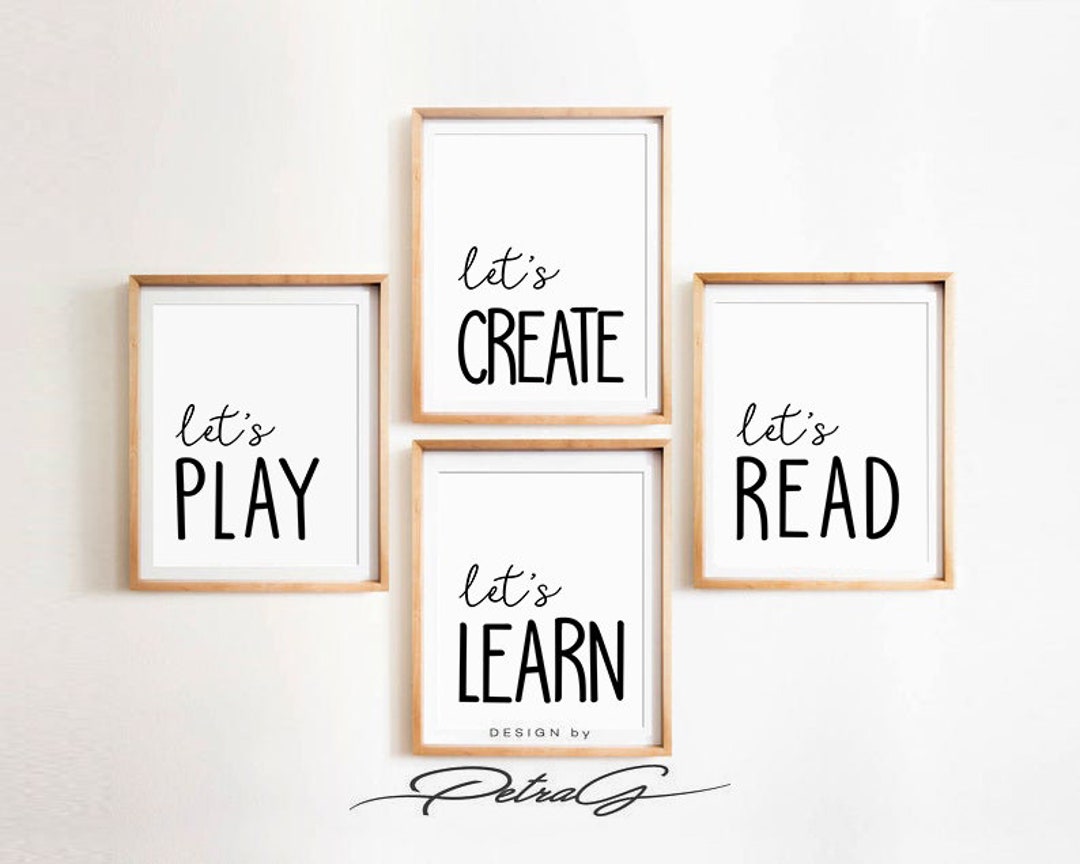 Set of 4 Printable Posters, Let's Play, Let's Read, Let's Create, Let's ...