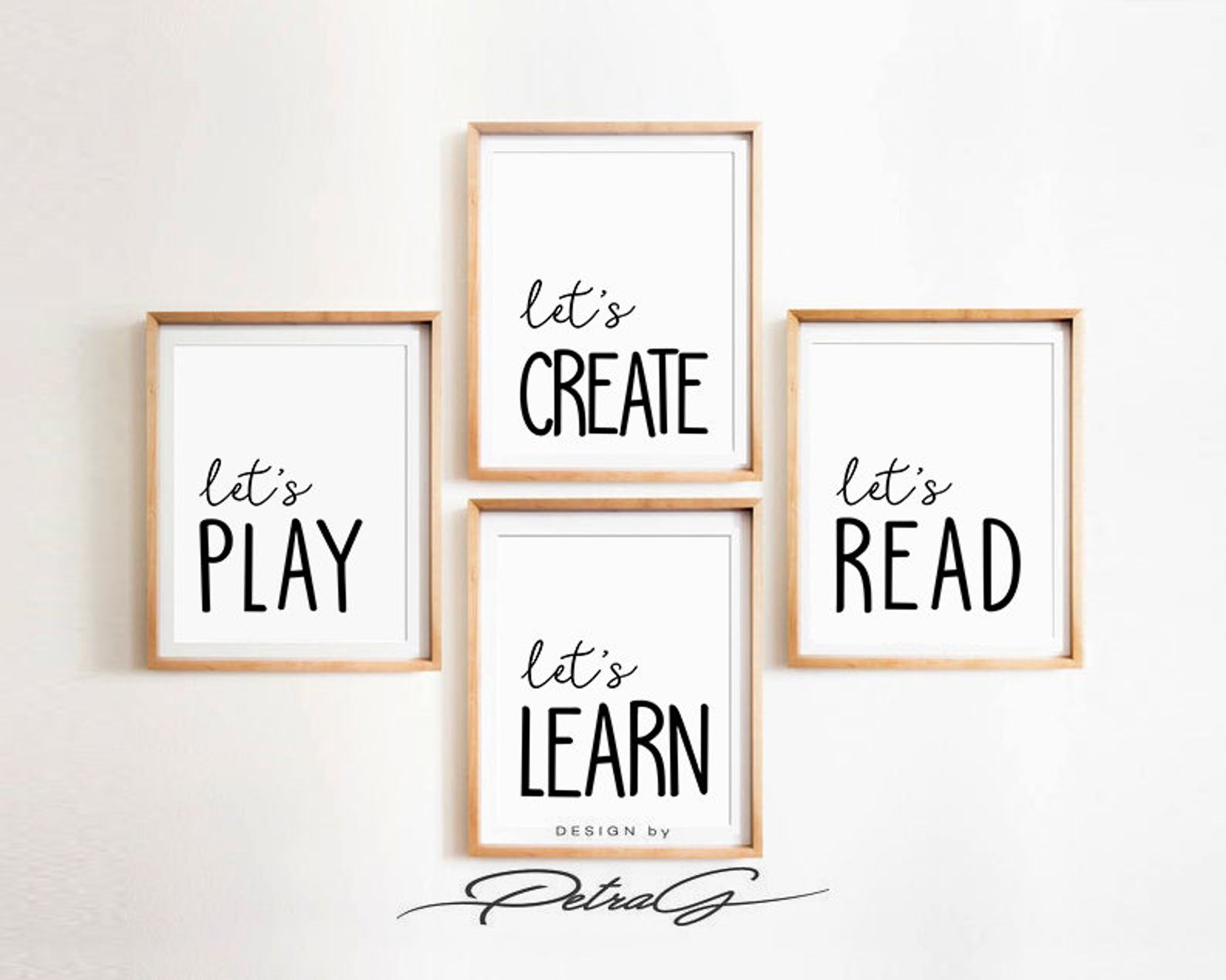 Set of 4 Printable Posters Let's Play Let's Read - Etsy