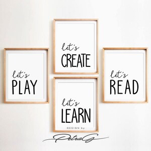 Set of 4 Printable Posters, Let's Play, Let's Read, Let's Create, Let's ...