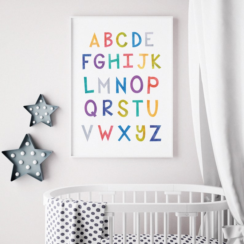 Watercolor Alphabet Printable Poster ABC Nursery Decor | Etsy