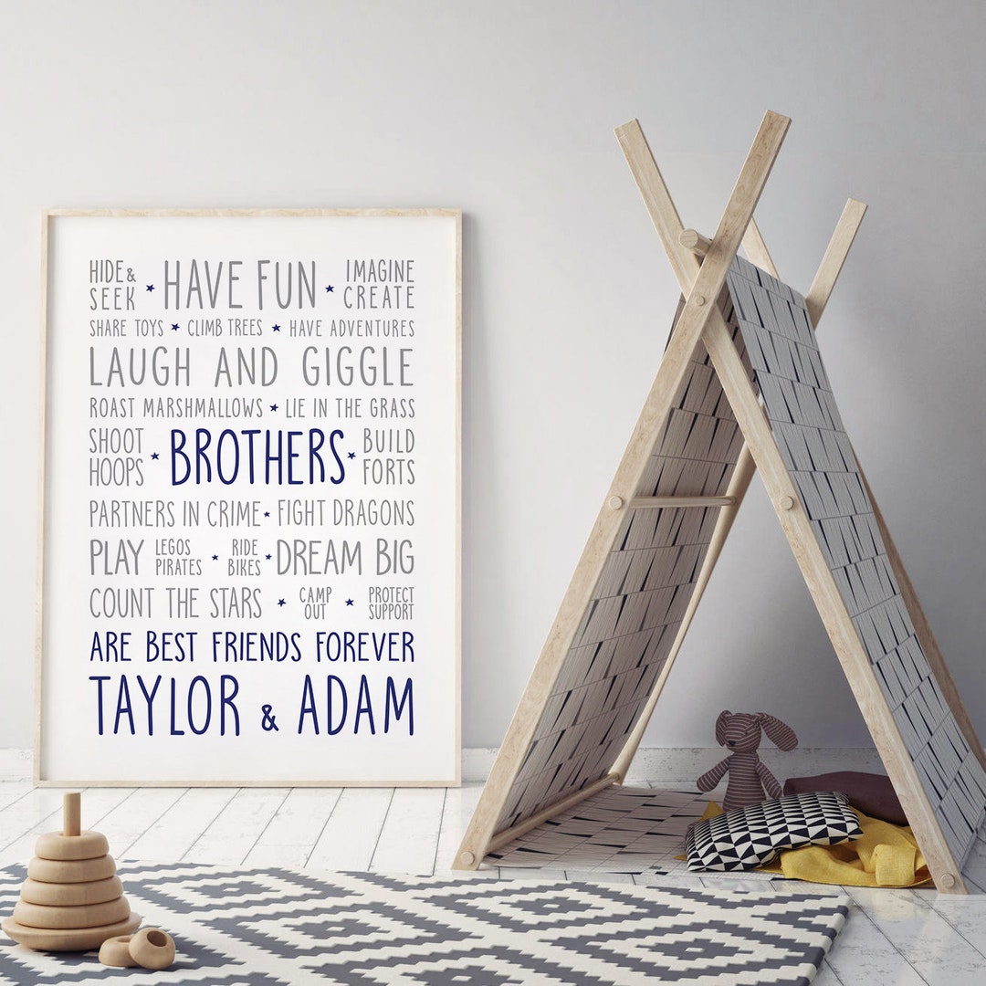 Personalized Brothers Poster Brothers Room Decor Boy Rules - Etsy