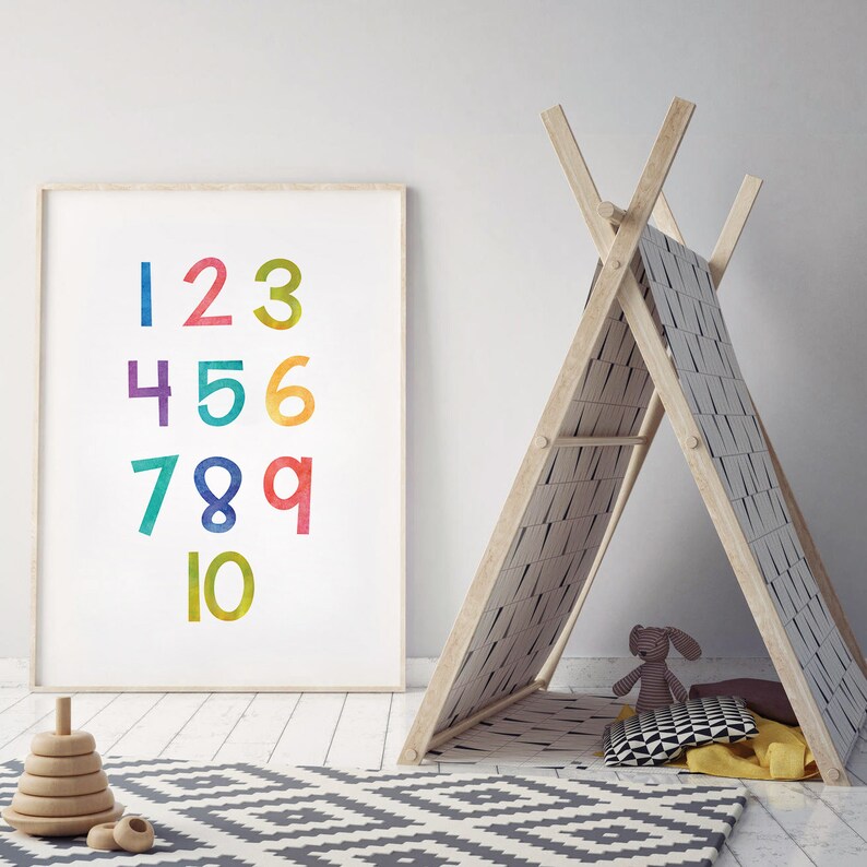 Watercolor Numbers Printable Poster Numbers Nursery Decor - Etsy