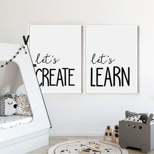 Set of 4 Printable Posters, Let's Play, Let's Read, Let's Create, Let's ...