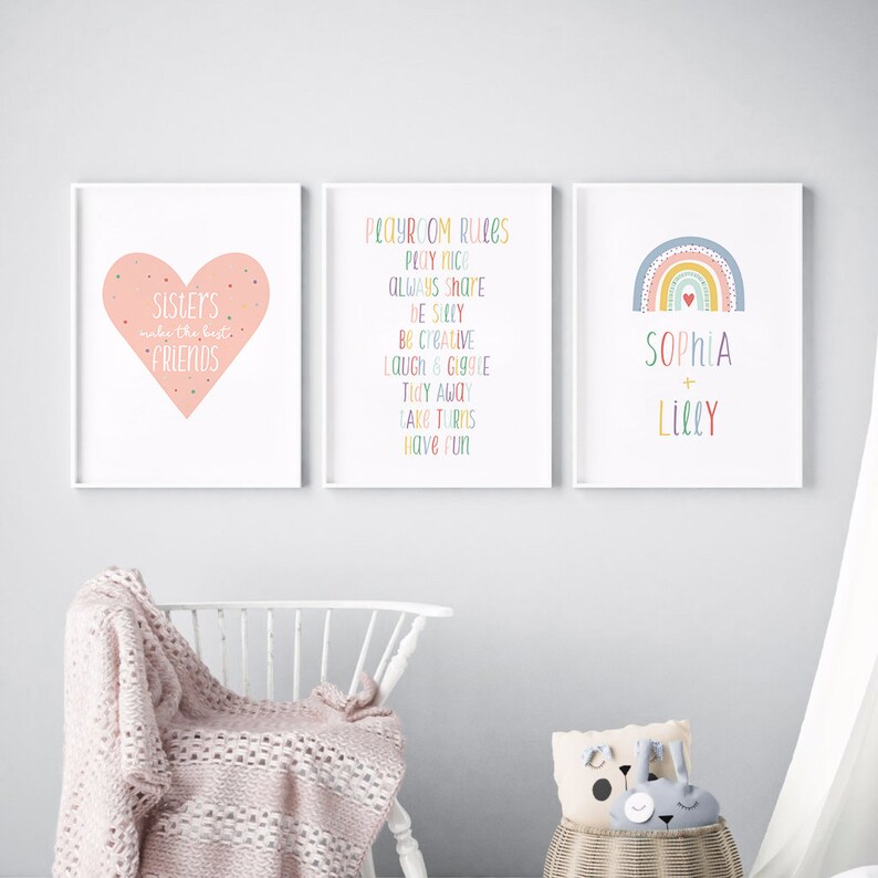 Set of 3 Playroom Printables Pastel Poster Girls Room Decor - Etsy