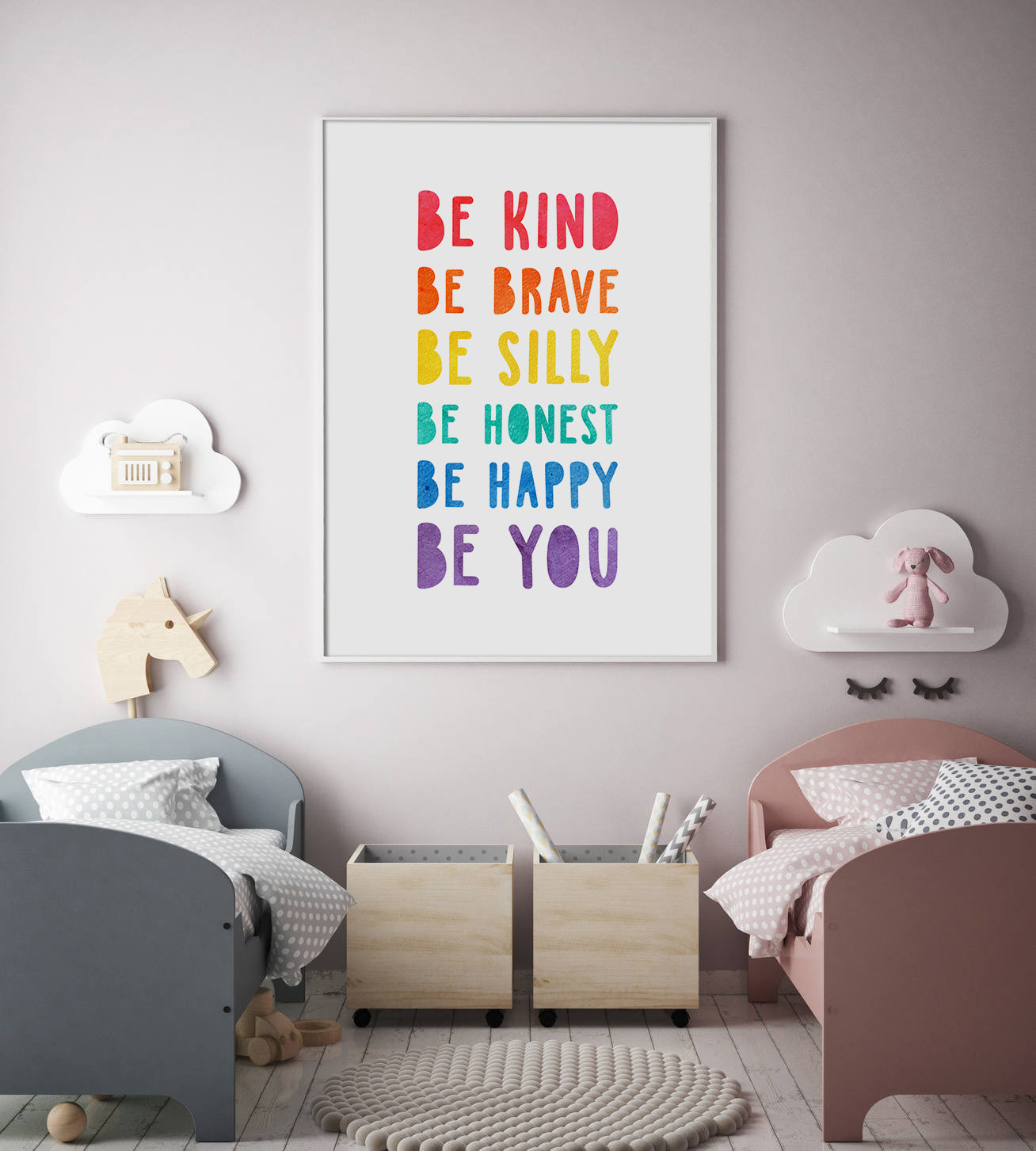 Watercolor Printable Poster Be Kind Be Brave Be Happy Be You | Etsy