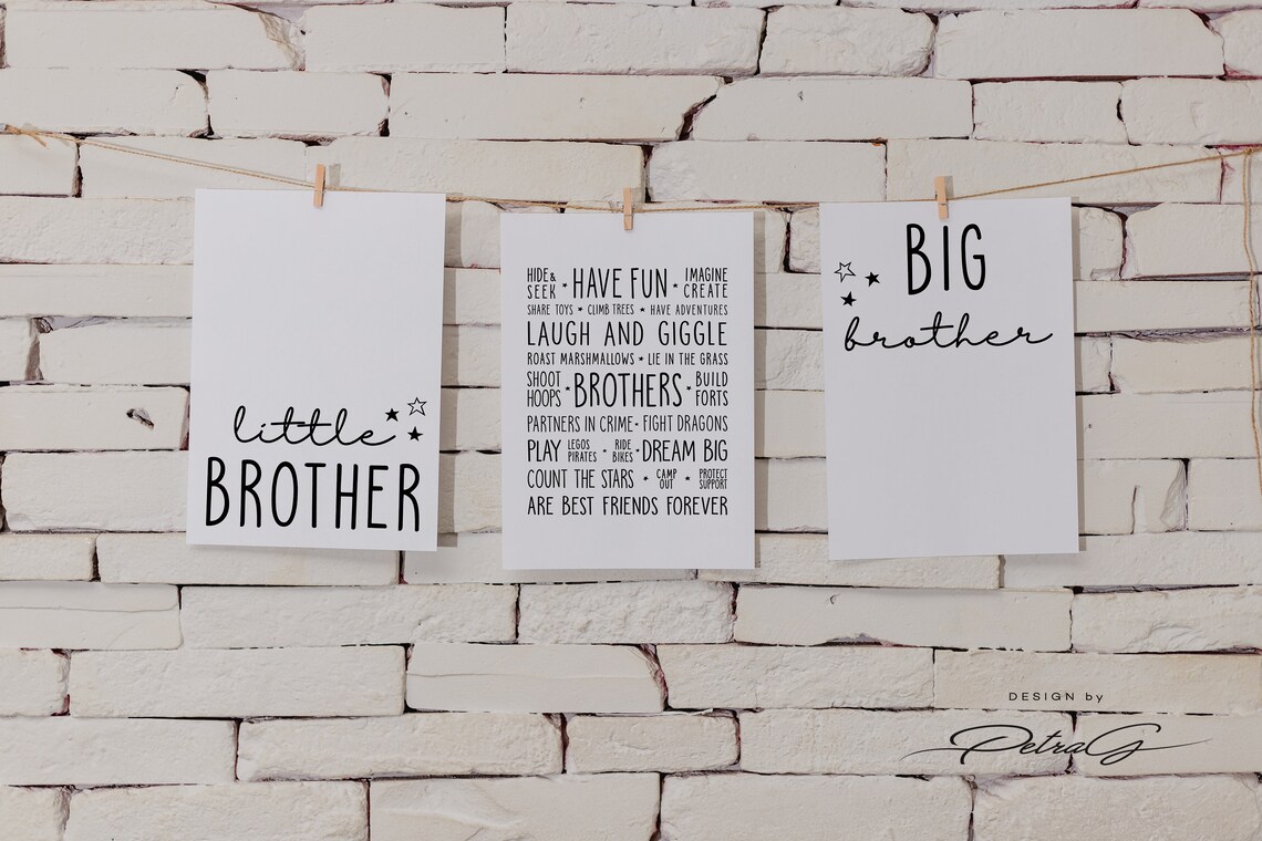 Brothers Printable Art Posters Set of 3 Big Brother Little | Etsy