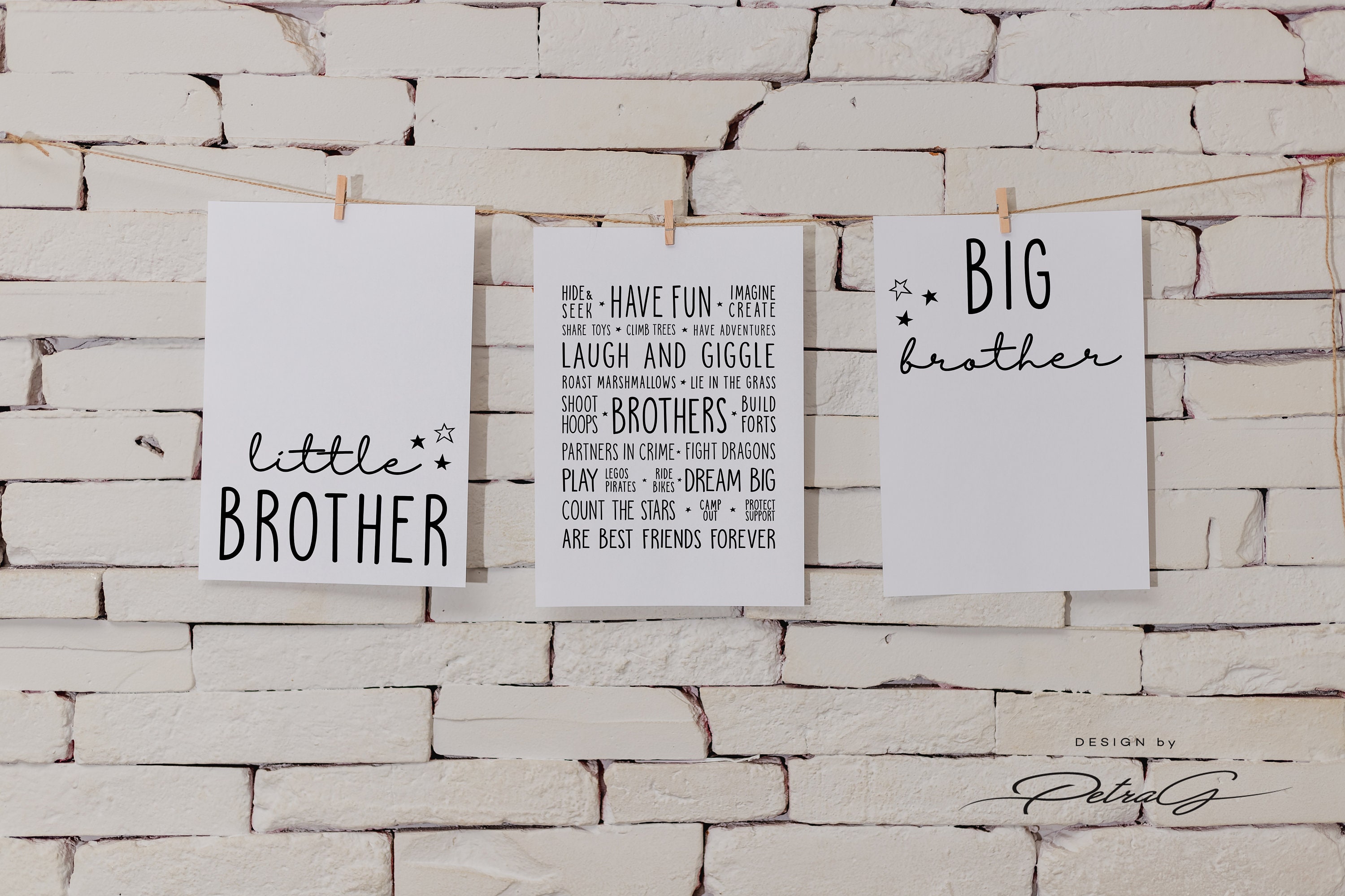 Brothers Printable Art Posters Set of 3 Big Brother Little - Etsy UK