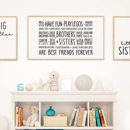 Siblings Printable Art Little Sister Big Brother Set of 3 - Etsy