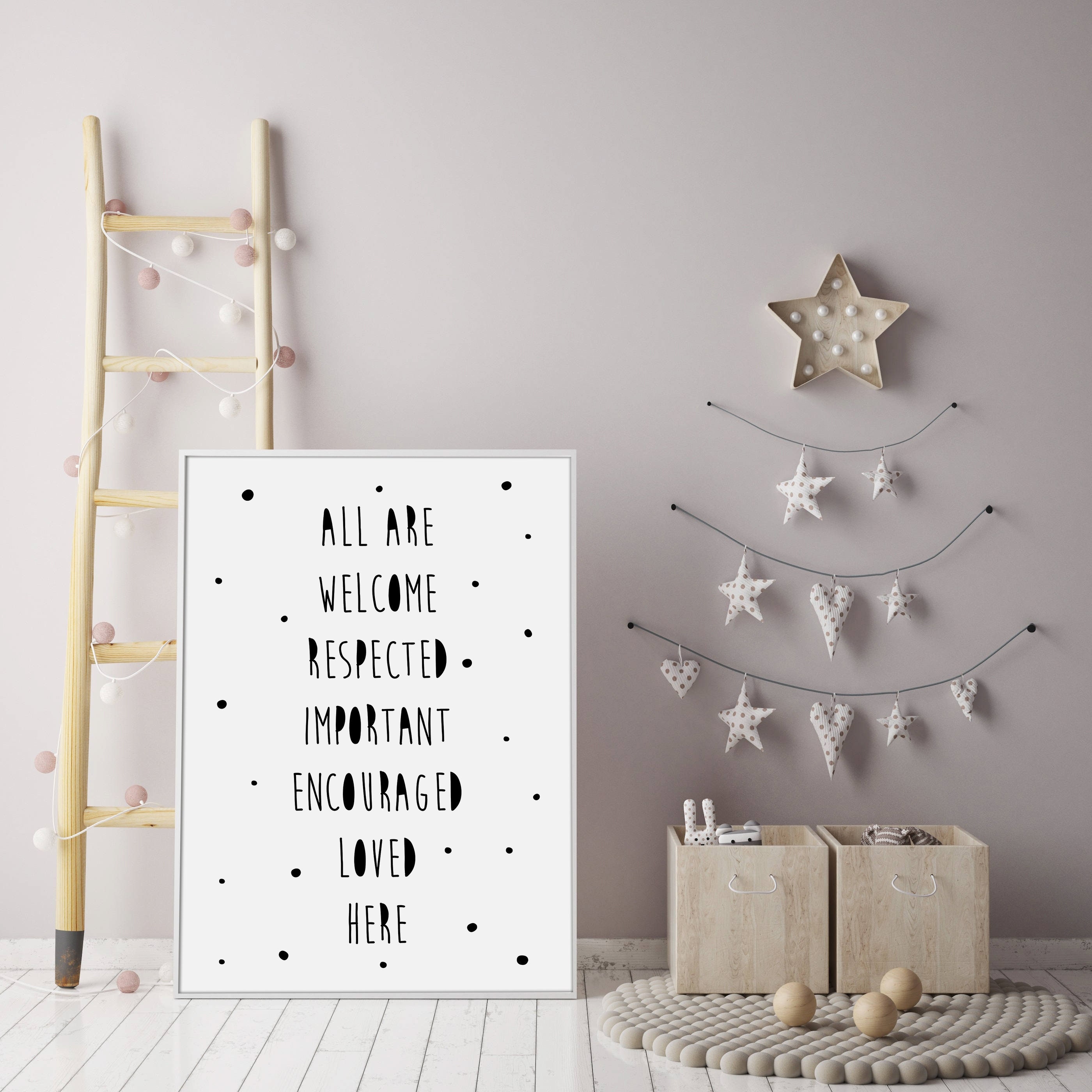 All Are Welcome Here Children's Wall Artinclusion - Etsy